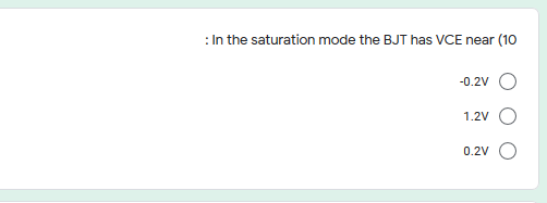 Solved : In the saturation mode the BJT has VCE near (10 | Chegg.com