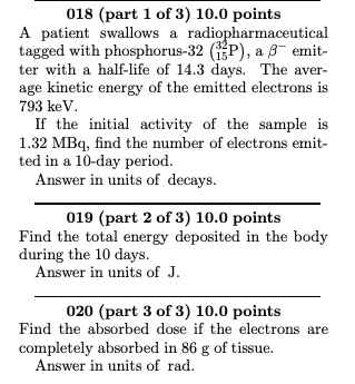 Solved This is a 3 part question, please answer. Ive been | Chegg.com