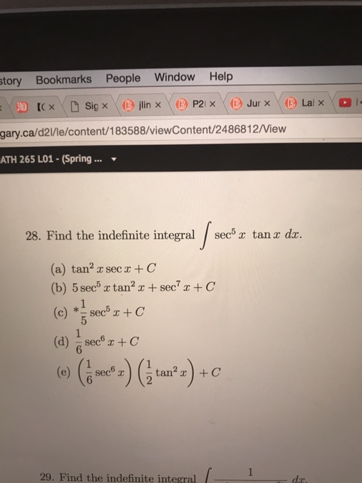 Solved Find the indefinite integral integral sec^5 x tan x | Chegg.com Solved Find the indefinite integral integral sec^5 x tan x | Chegg.com