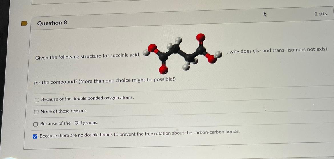Solved Given the following structure for succinic acid, , | Chegg.com