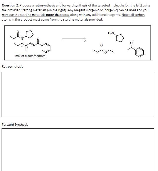 Solved Question 2: Propose a retrosynthesis and forward | Chegg.com