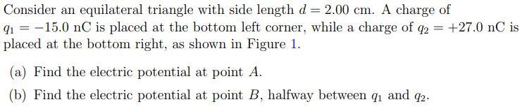 Solved Consider an equilateral triangle with side length | Chegg.com