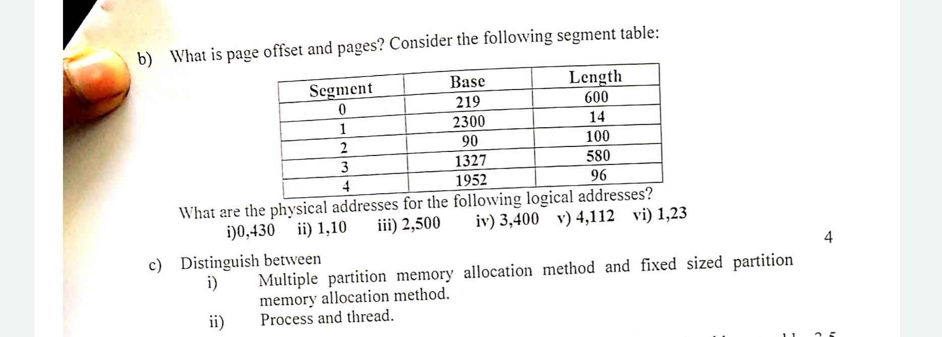 Solved b) What is page offset and pages? Consider the | Chegg.com