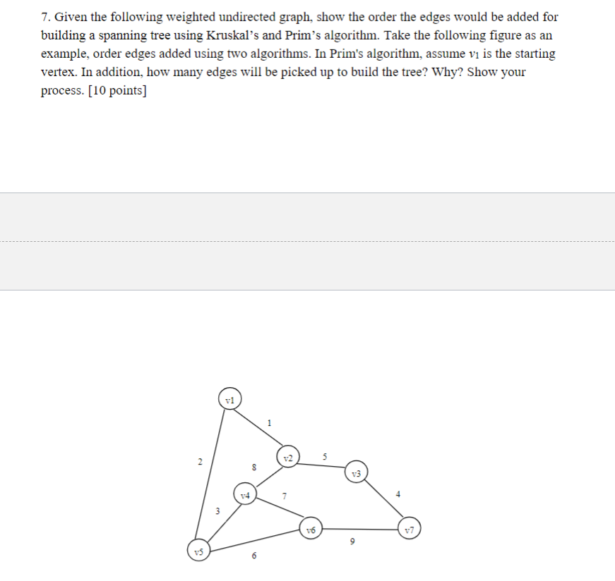 7 Given Following Weighted Undirected Graph Show Order Edges Would ... 7 Given Following Weighted Undirected Graph Show Order Edges Would ...