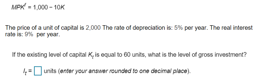 Solved The equation for the marginal productivity of capital | Chegg.com