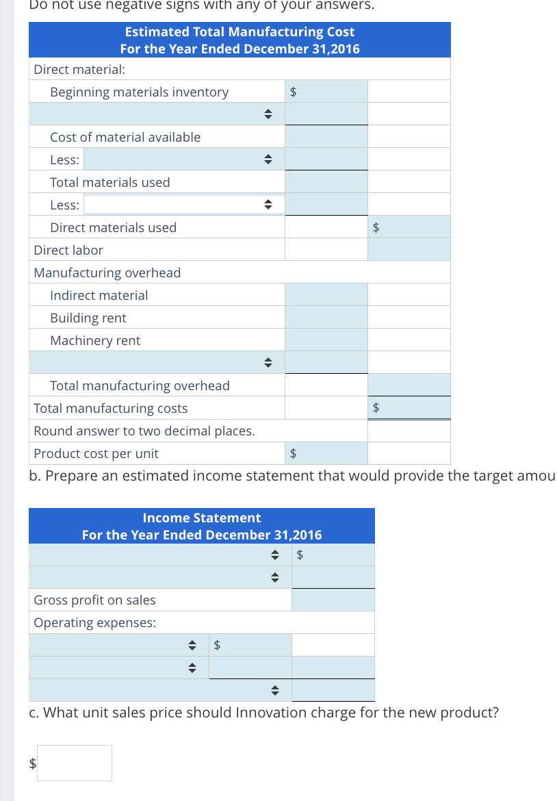 Solved Total Manufacturing Cost, Income Statement, Unit | Chegg.com