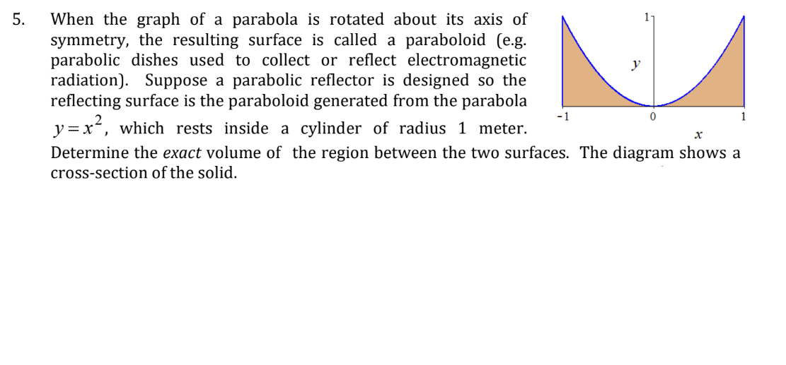 Solved 5. When the graph of a parabola is rotated about its | Chegg.com