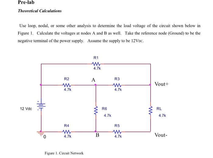Solved Pre-lab Theoretical Calculations Use loop, nodal, or | Chegg.com