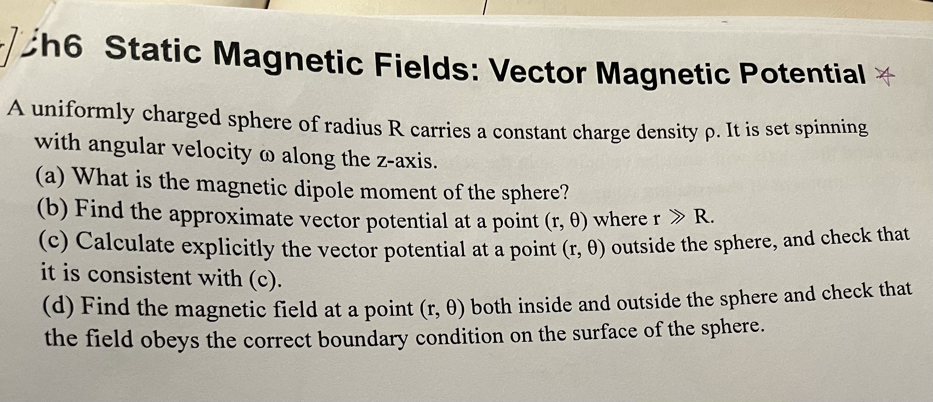 Solved ch6 ﻿Static Magnetic Fields: Vector Magnetic | Chegg.com