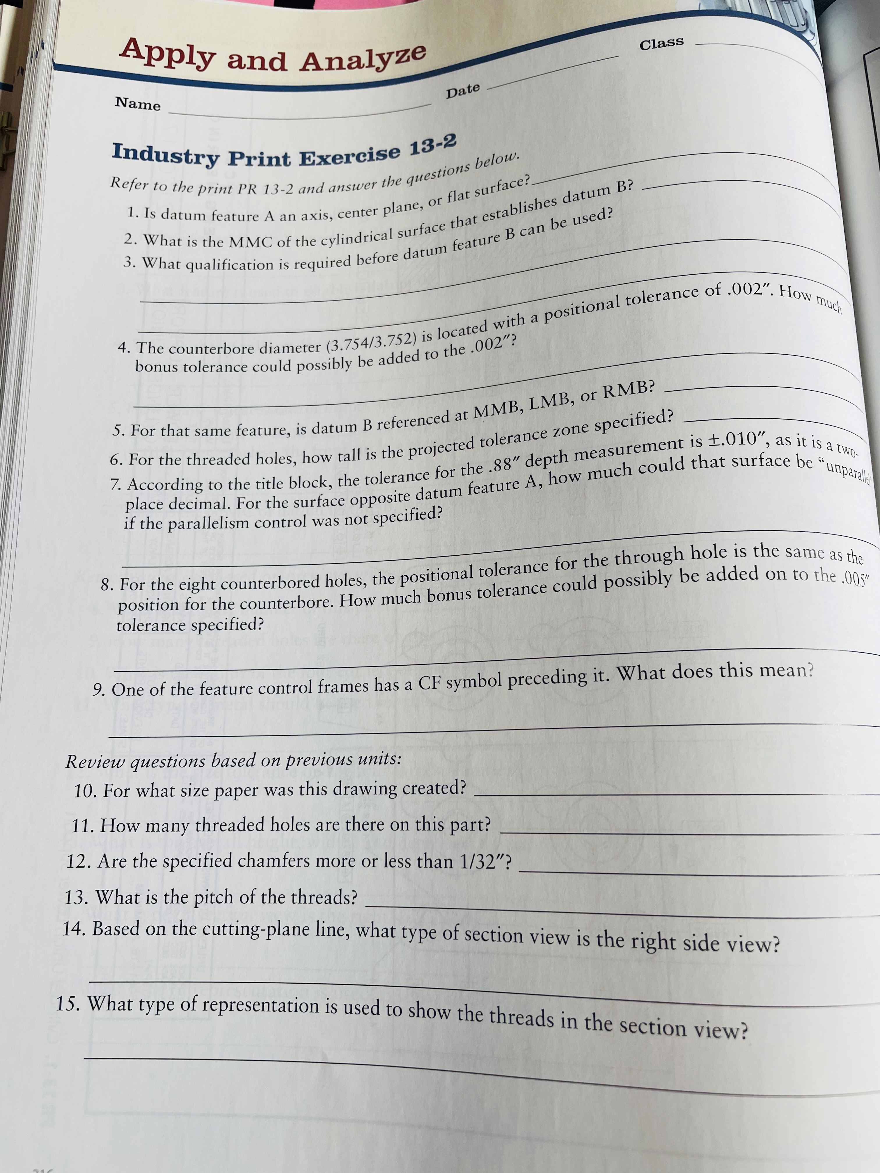Solved 4 The Counterbore Diameter 3 754 3 752 Is Located