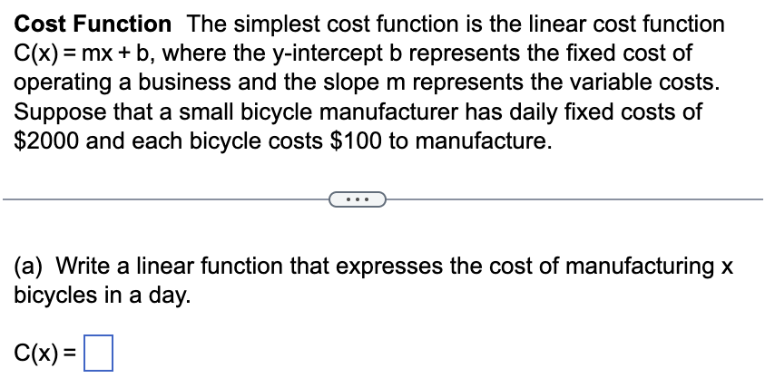 Solved Cost Function The simplest cost function is the | Chegg.com