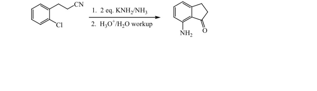 Solved CN 1. 2 eq. KNH2/NH3 2. HO H20 workup Cl NH, O | Chegg.com