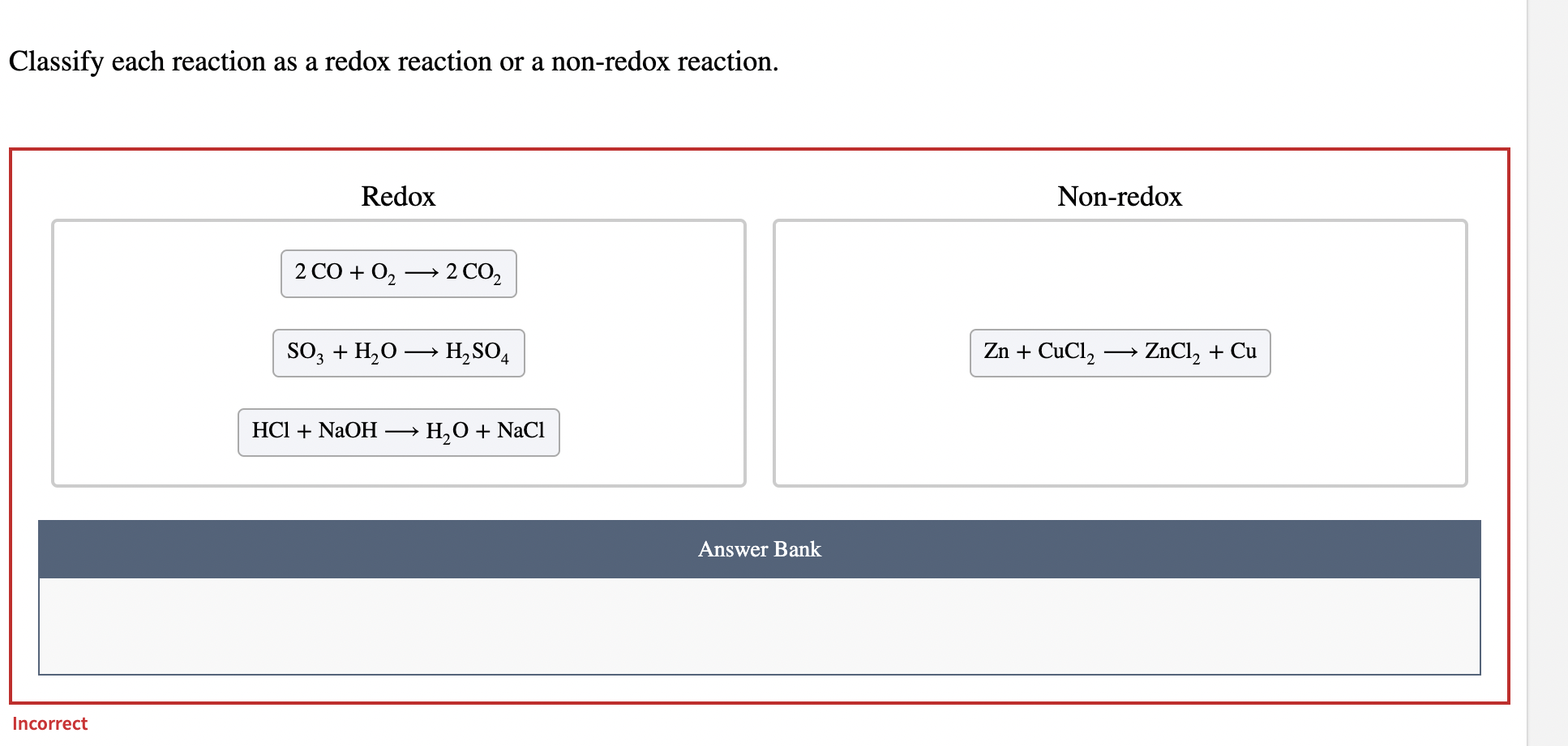 Solved Classify each reaction as a redox reaction or a | Chegg.com