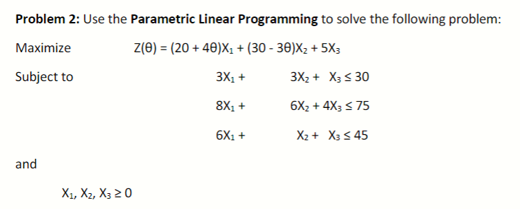 Solved Problem 2: Use the Parametric Linear Programming to | Chegg.com