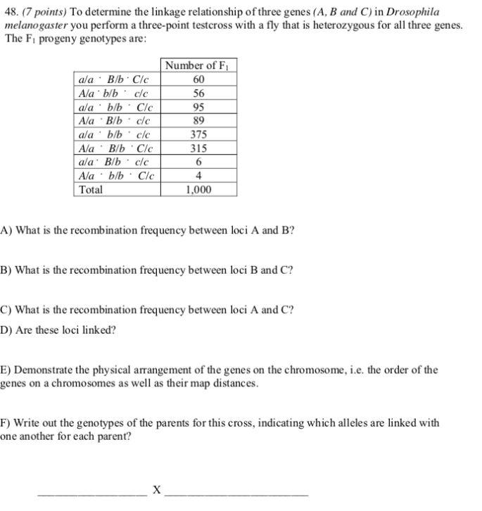 Solved 48. (7 points) To determine the linkage relationship | Chegg.com