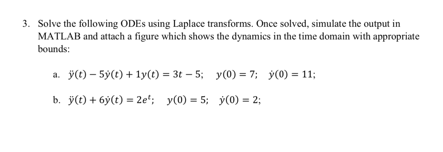 Solved 3. Solve the following ODEs using Laplace transforms. | Chegg.com