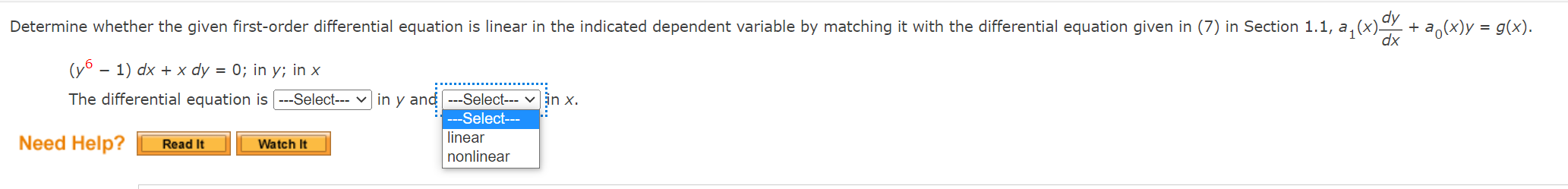 Solved Determine whether the given first-order differential | Chegg.com