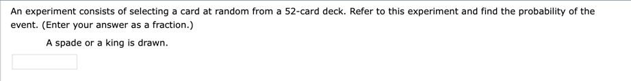 Solved An experiment consists of selecting a card at random | Chegg.com