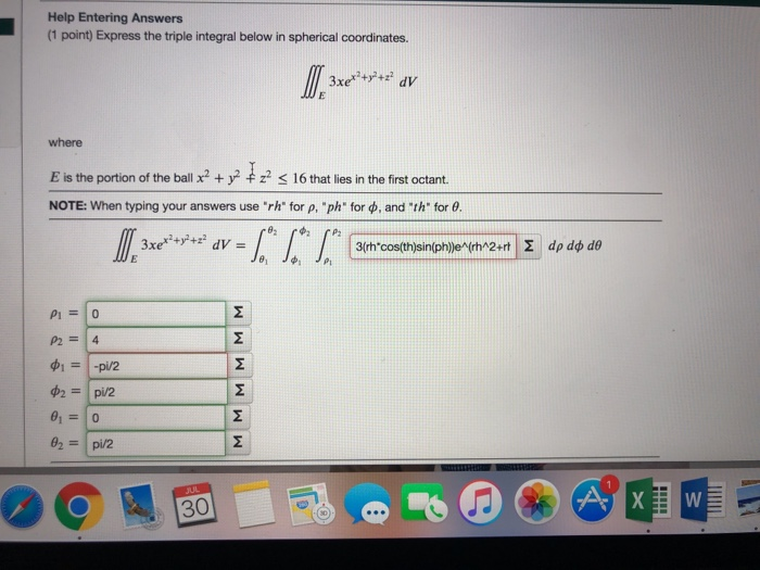Solved Help Entering Answers (1 point) Express the triple | Chegg.com