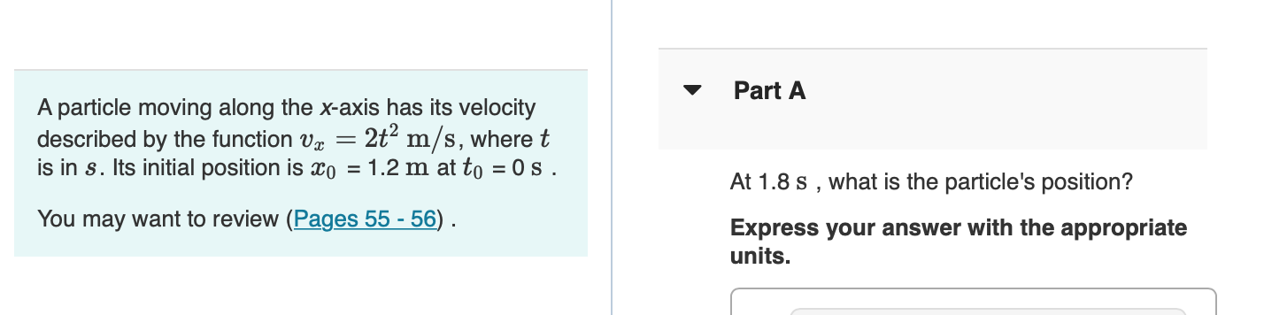 Solved A particle moving along the x-axis has its velocity | Chegg.com