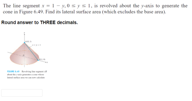 Solved The line segment x = 1 - y, 0 sy s 1, is revolved | Chegg.com