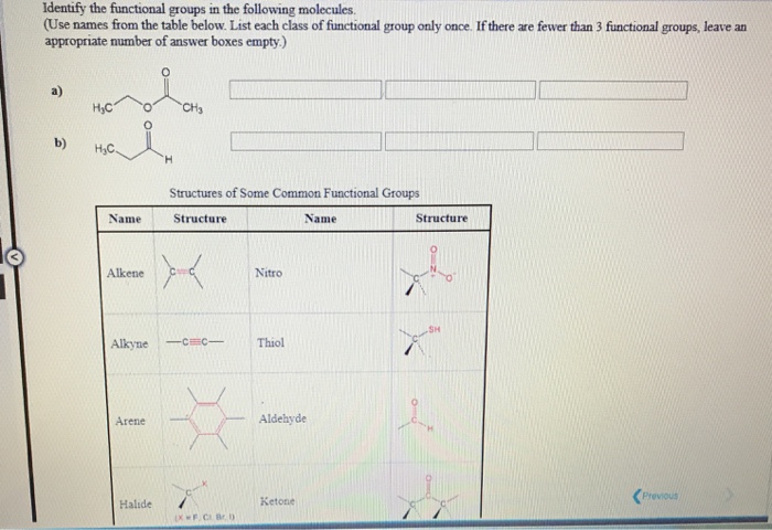 Solved Identify the functional groups in the following | Chegg.com