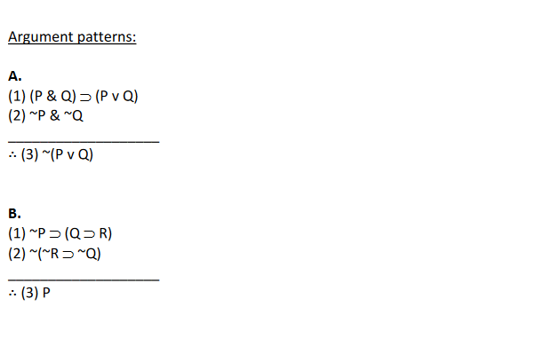 Solved Below there are two argument patterns. One is labeled | Chegg.com