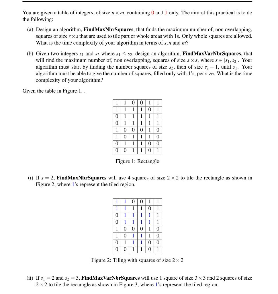 You are given a table of integers, of size nxm, | Chegg.com