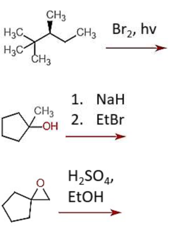 Solved CH CH3 Br2, hv H3C Нас 3 1. NaH CH OH 2. EtBr H,504, | Chegg.com