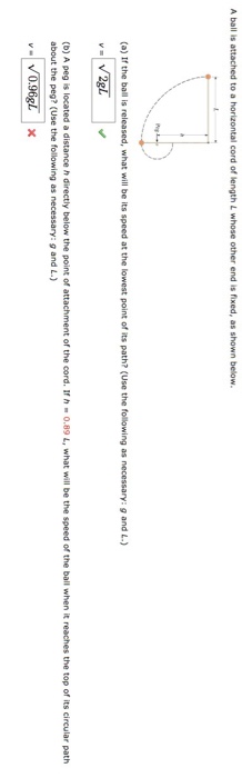 Solved A ball is attached to a horizontal cord of length L | Chegg.com