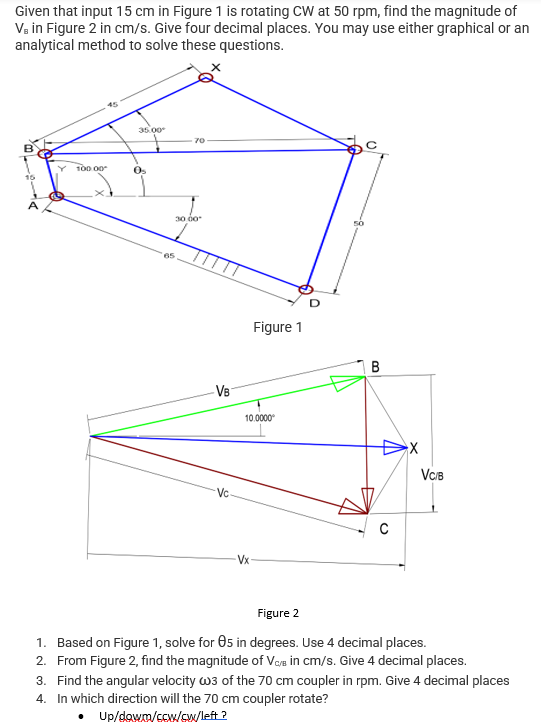 Solved Given that input 15 cm in Figure 1 is rotating CW at | Chegg.com