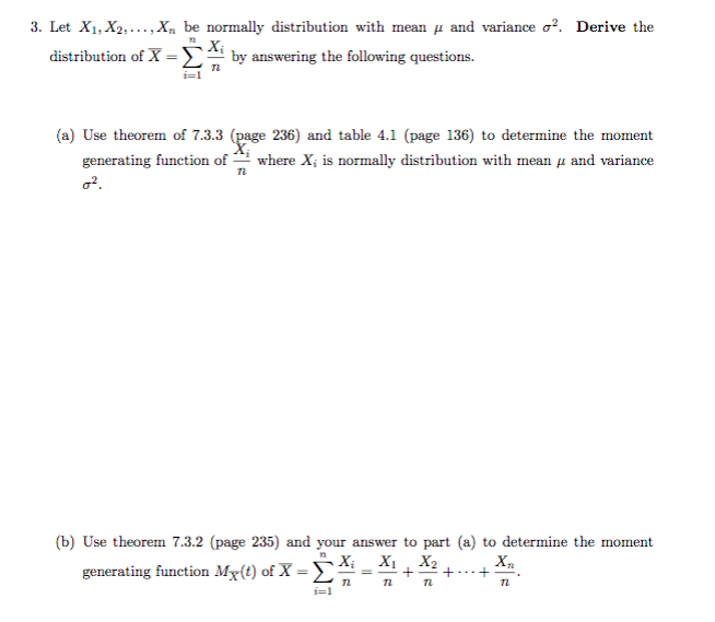 Solved 3. Let X1, X2, , xn be normally distribution with | Chegg.com