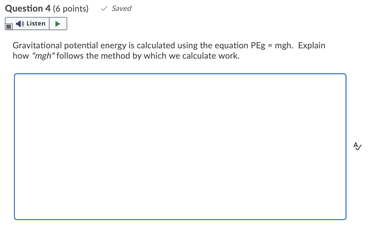 Solved Question 4 (6 points) Saved 1) Listen Gravitational | Chegg.com
