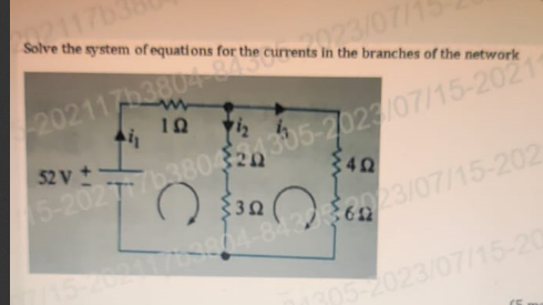 Solved Solve the system of equations for the currents in the | Chegg.com