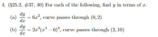 Solved 4. (§25.2,#37,40) For each of the following, find y | Chegg.com