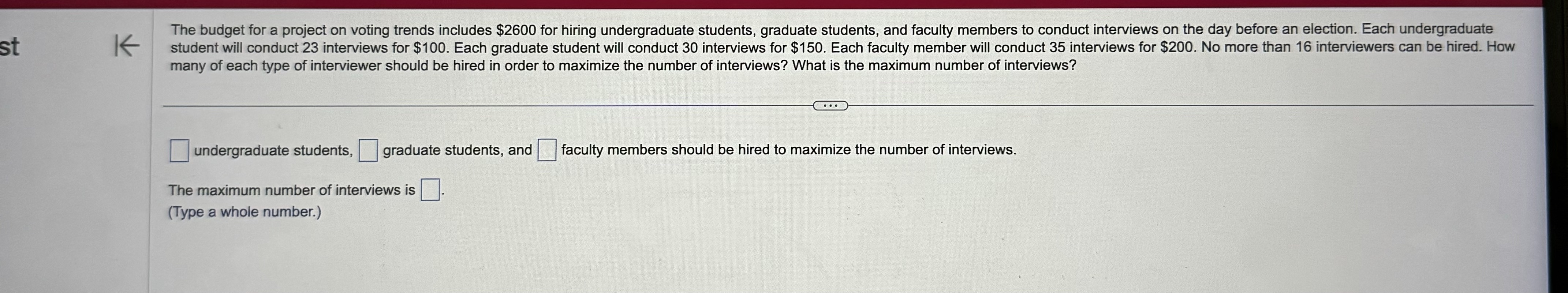 Solved many of each type of interviewer should be hired in | Chegg.com