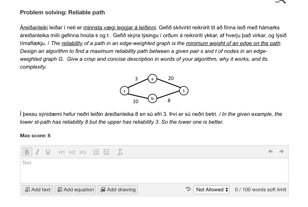 Solved Problem solving: Reliable path Áreiðanleiki leiðar í | Chegg.com