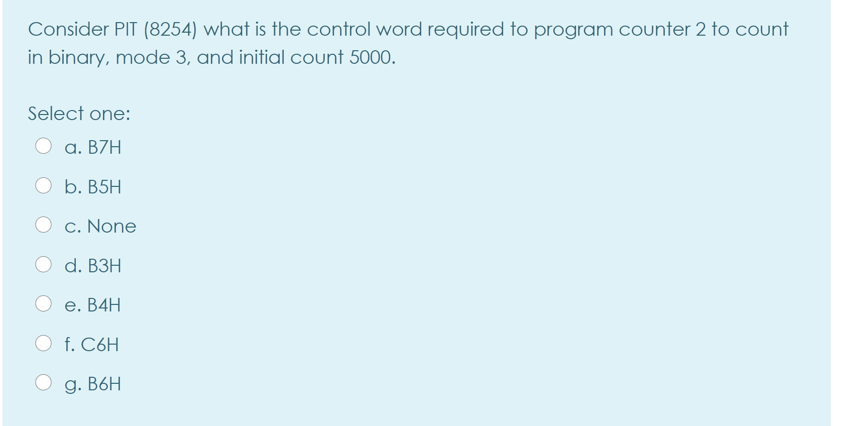 Solved Consider PIT (8254) what is the control word required | Chegg.com