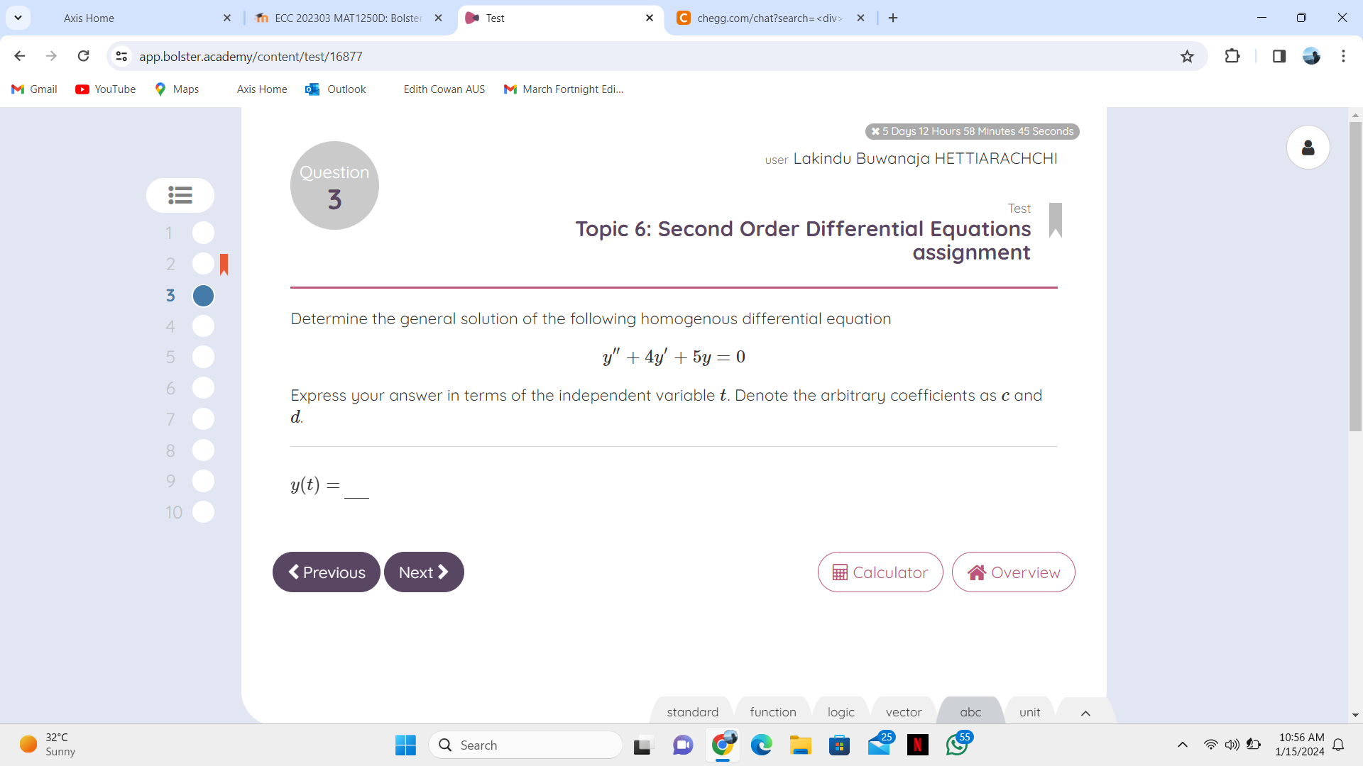 Topic 6: Second Order Differential | Chegg.com