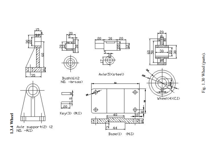 Solved Assemble the above parts and draw in 3rd angle | Chegg.com