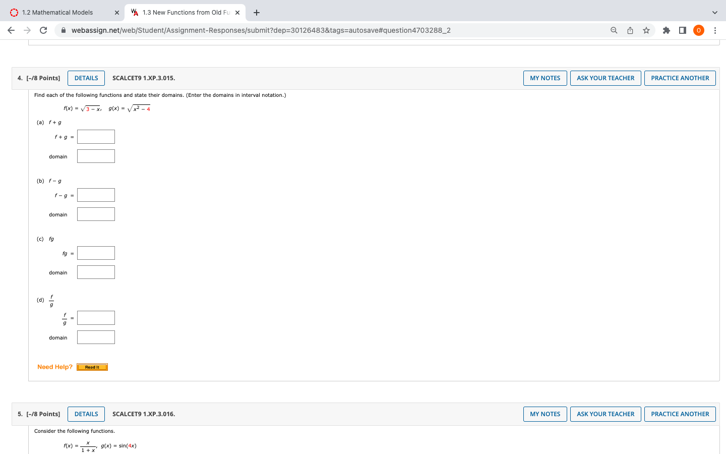 Solved /8 Points] SCALCET9 1.XP.3.015. Find each of the | Chegg.com