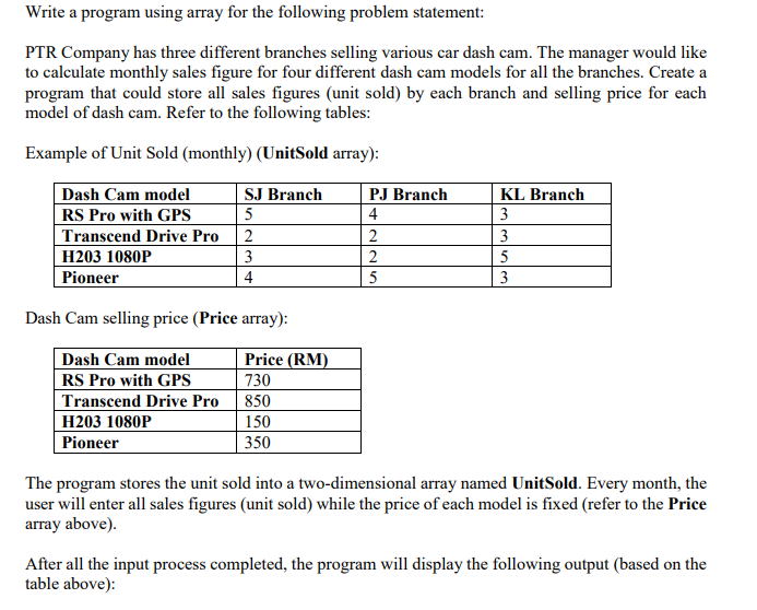 Solved Write A Program Using Array For The Following Problem 9493