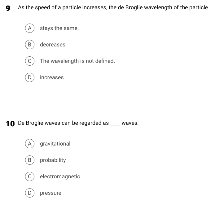 Solved 9 As the speed of a particle increases, the de | Chegg.com