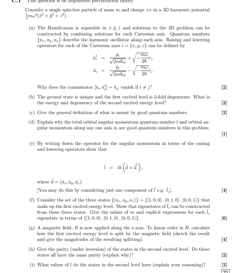 Solved C.I question is on degenerate perturbation theory. | Chegg.com