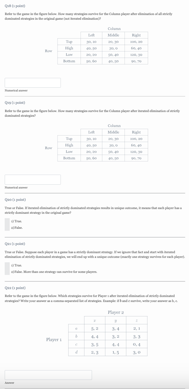 Solved Q18 (1 point) Refer to the game in the figure below. | Chegg.com