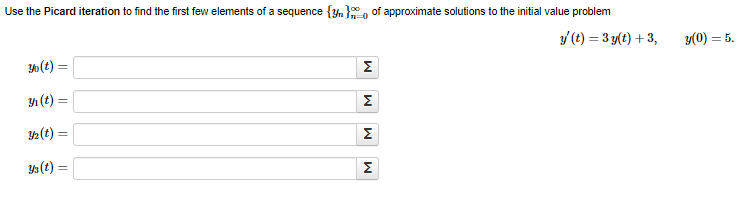 Solved Use the Picard iteration to find the first few | Chegg.com