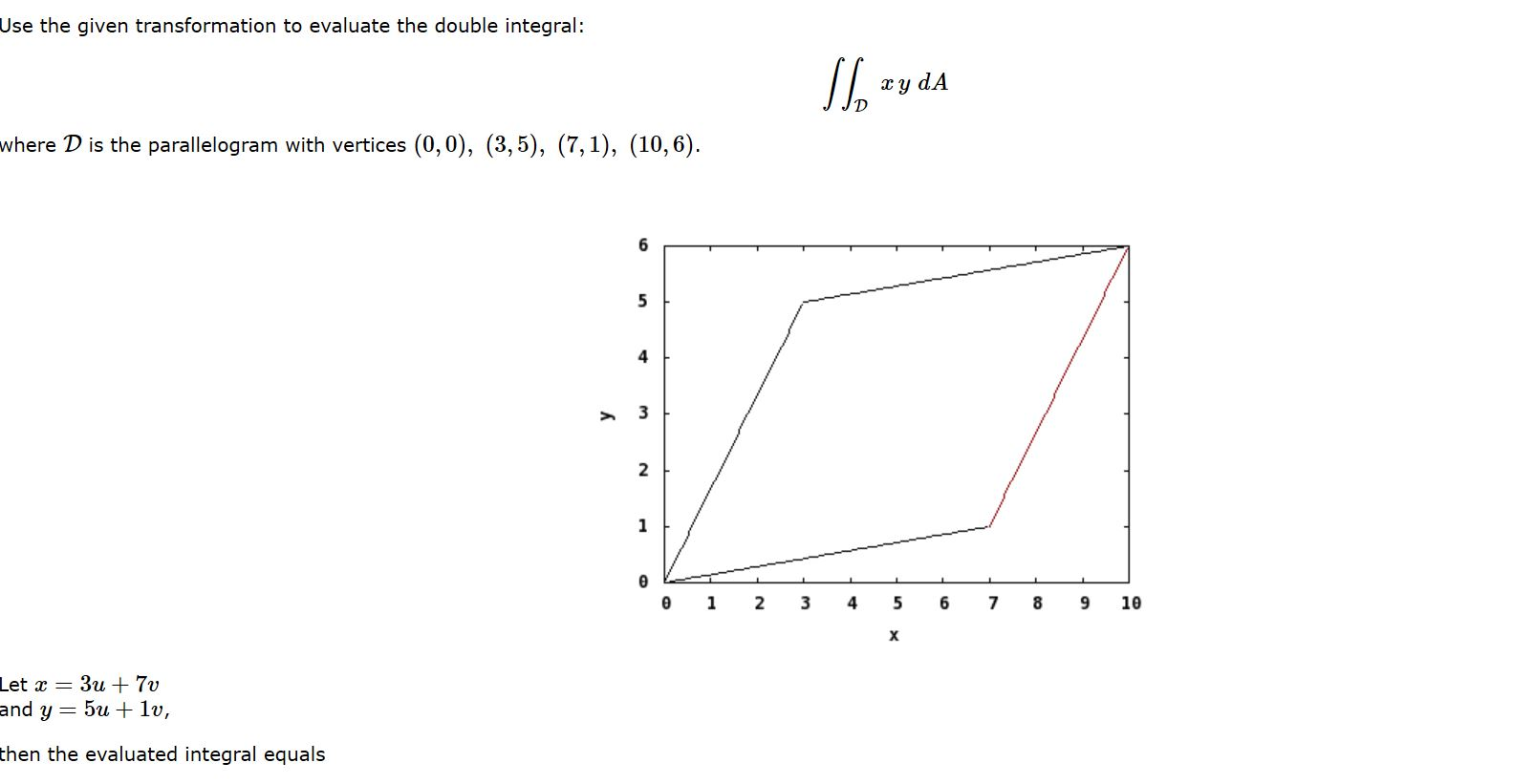Solved Use the given transformation to evaluate the double | Chegg.com
