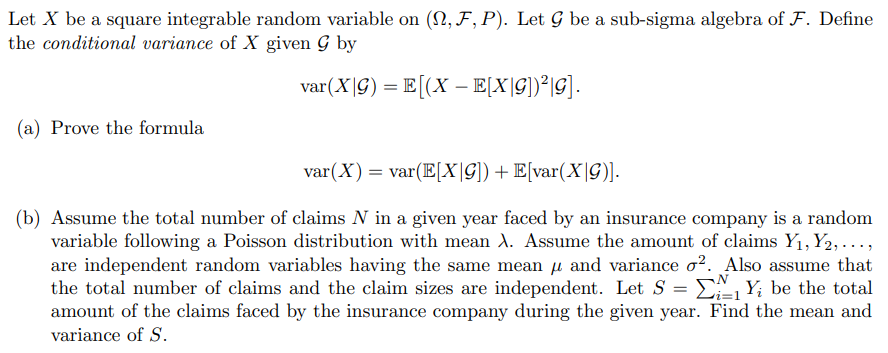 Let X be a square integrable random variable on (12, | Chegg.com