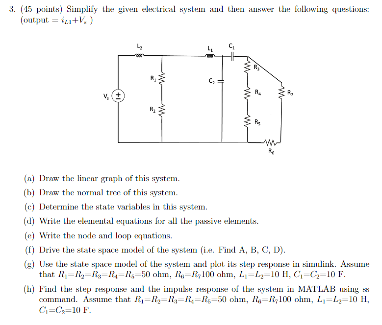 3. (45 points) Simplify the given electrical system | Chegg.com