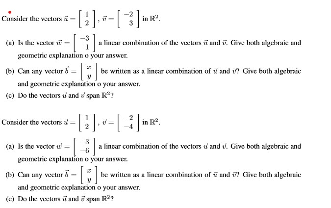 Solved Consider the vectors ū v= in R2 3 (a) Is the vector ū | Chegg.com
